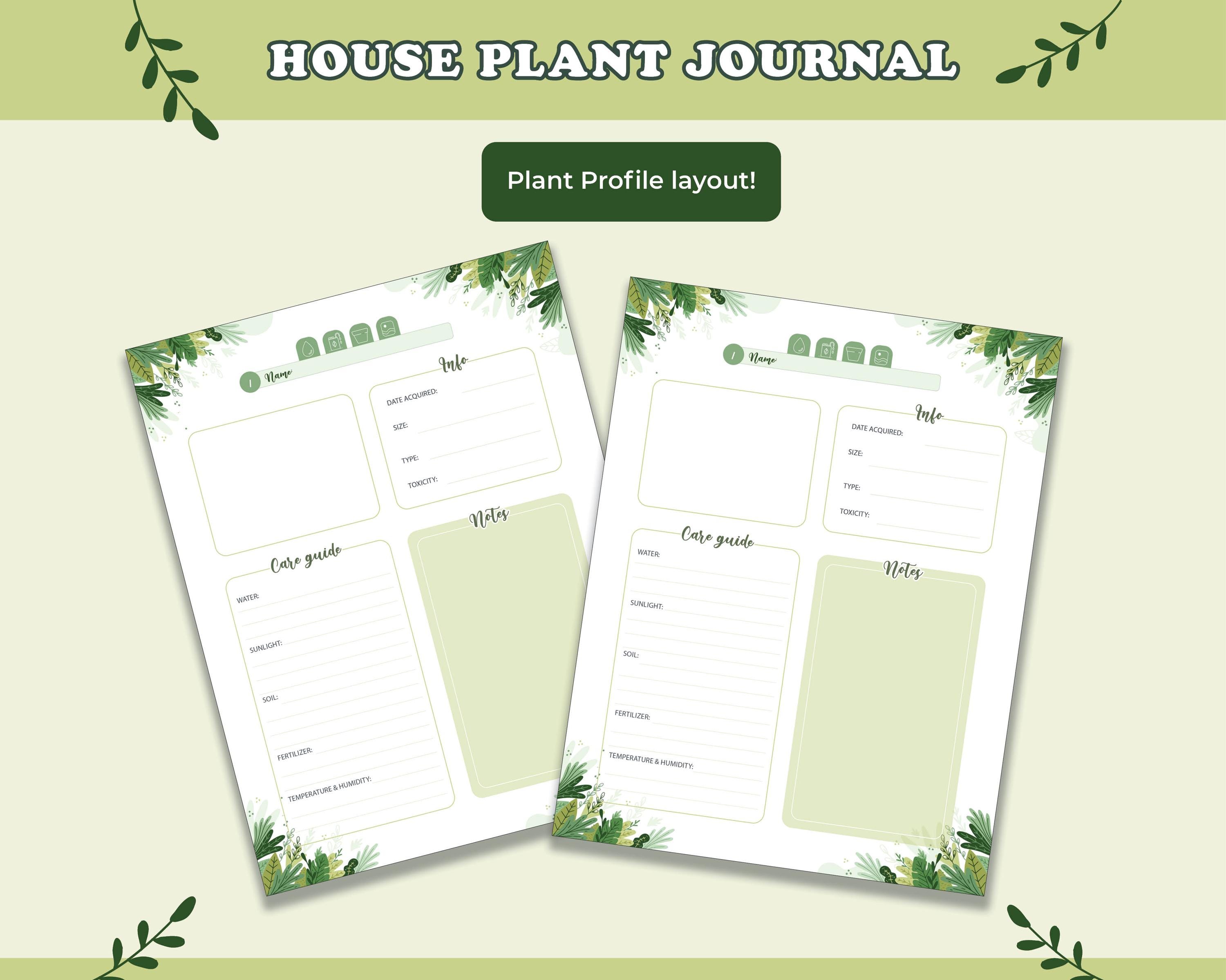Houseplant Care Journal: Printable Plant Tracker (PDF/JPEG) - Etsy