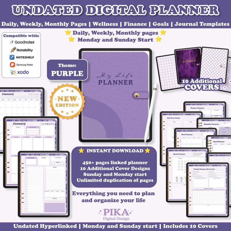 Undated Digital Planner - Etsy