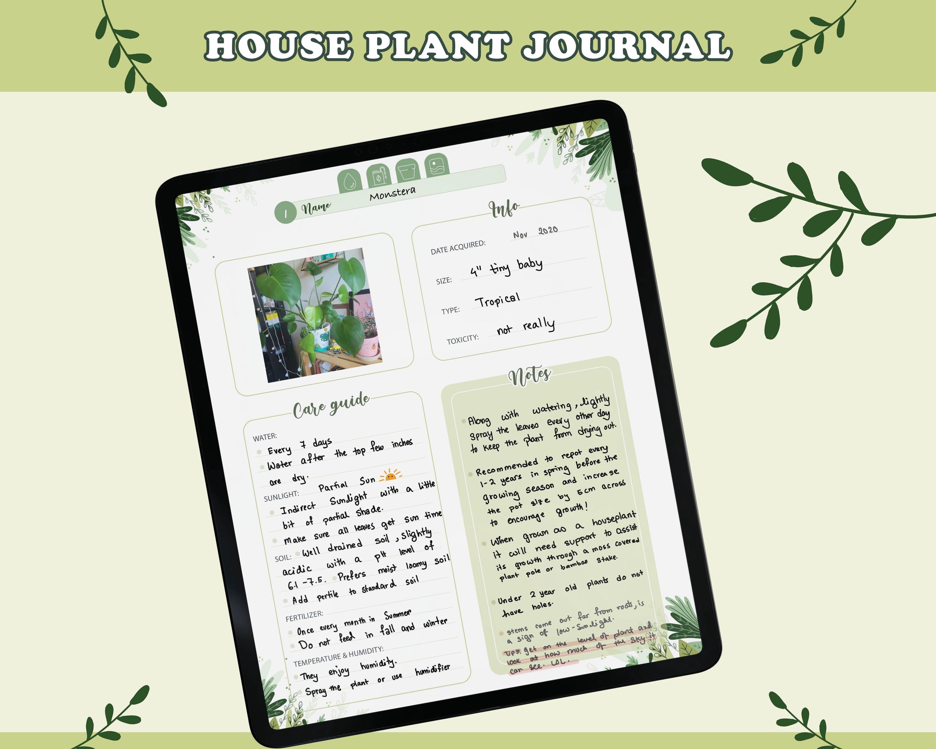 Houseplant Care Journal: Printable Plant Tracker (PDF/JPEG) - Etsy