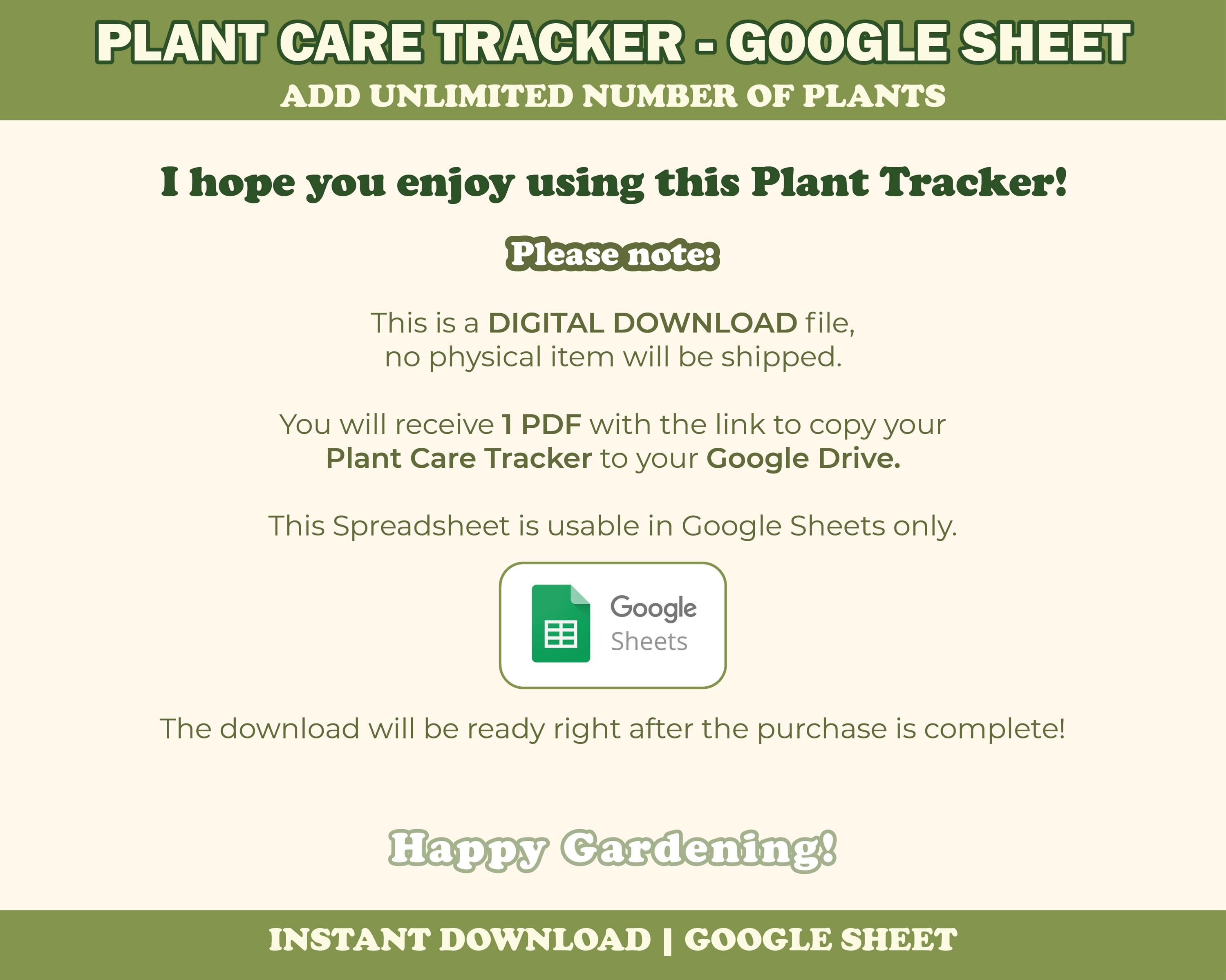 Plant Care Tracker Spreadsheet | Plant Planner | Plant Care Tracker ...