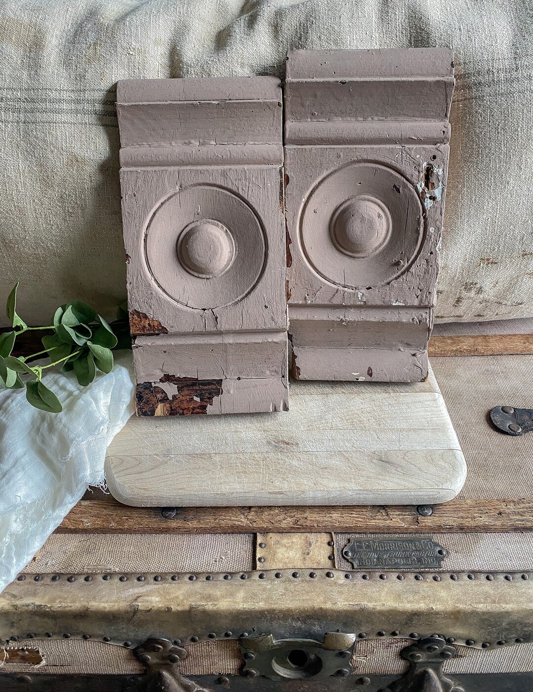 Set of 2 Architectural Salvage Plinth Wood Blocks / Vintage Decor ...