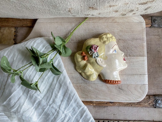Vintage Chalkware Girl Head Wall Decor / vintage decor / wall | Etsy