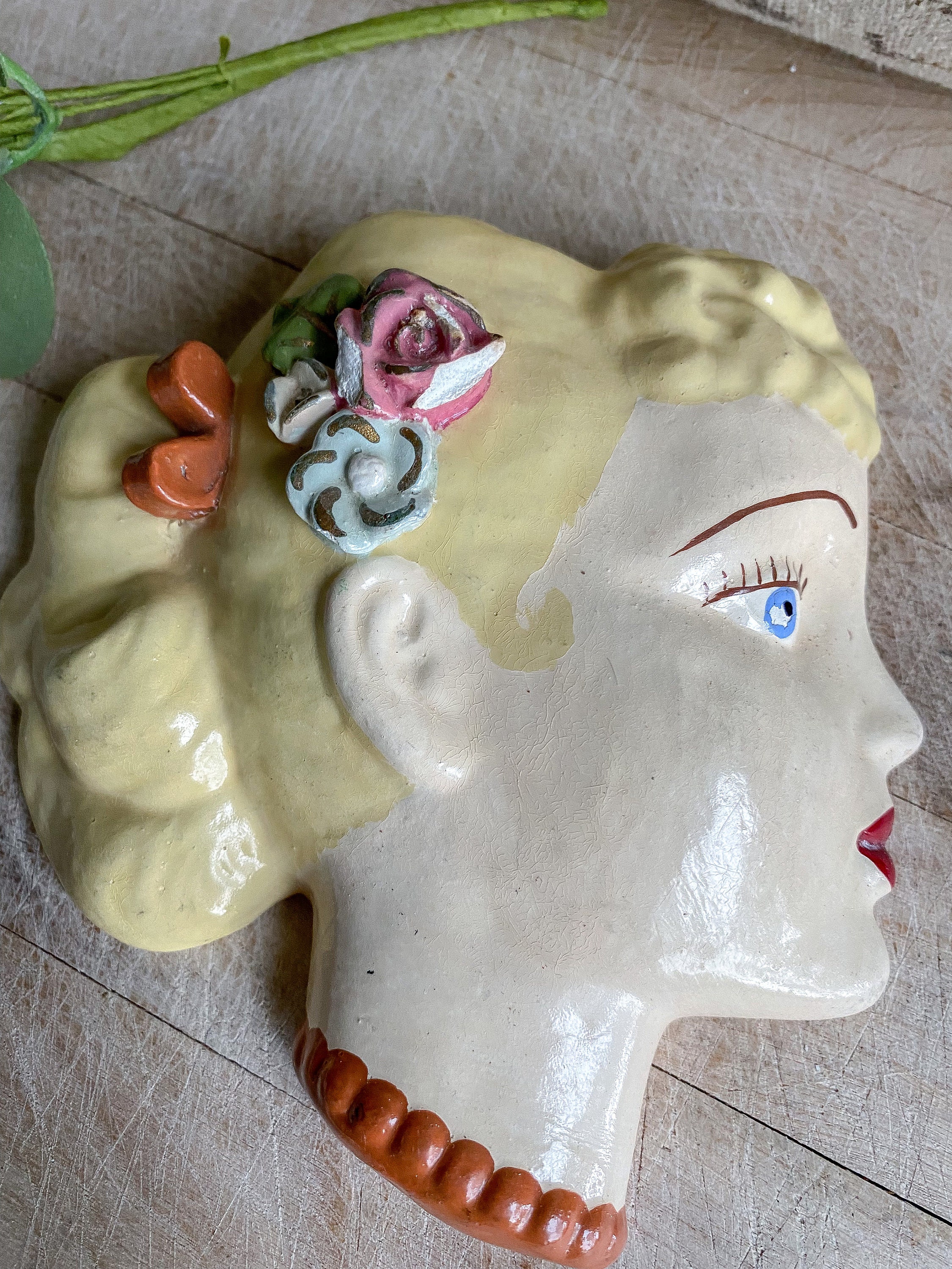 Vintage Chalkware Girl Head Wall Decor / Vintage Decor / Wall - Etsy