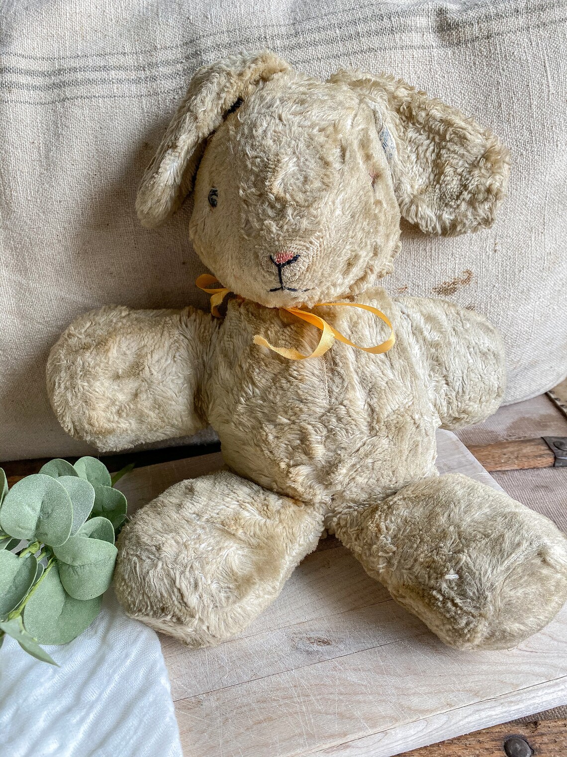 Vintage Stuffed Animal Bunny / Vintage Decor / Bunny Decor / | Etsy