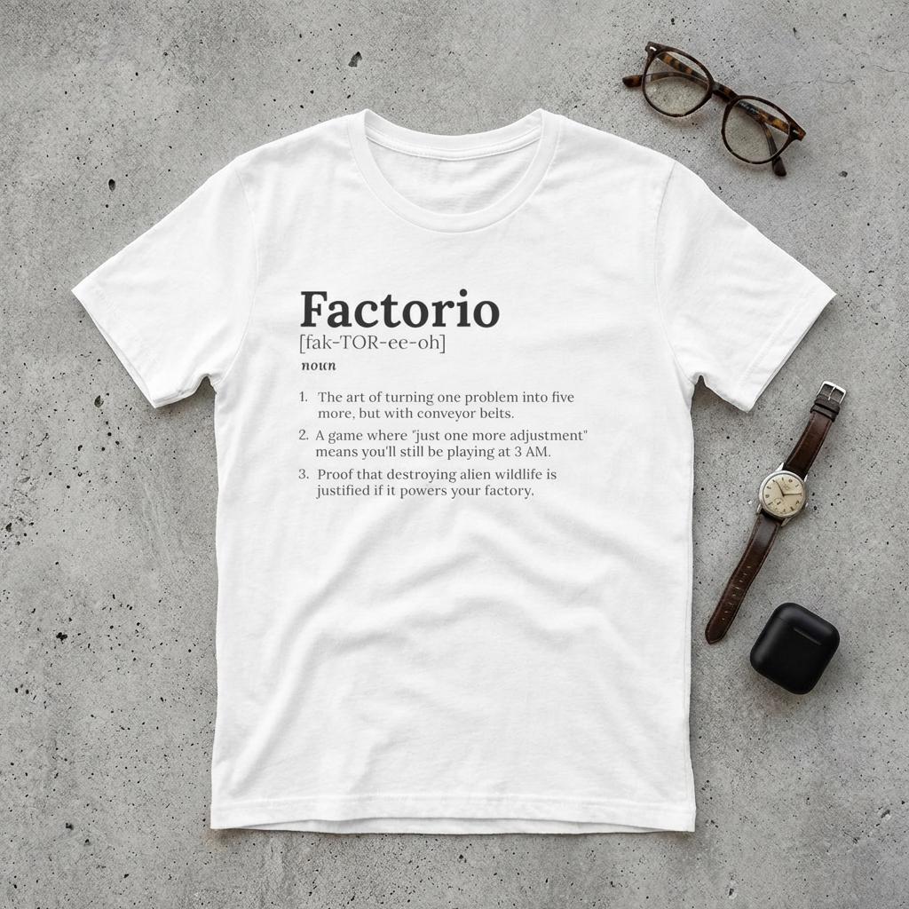 Factorio Game Definition Tee, Gamer T-shirt, Gaming Shirt, Video Game ...