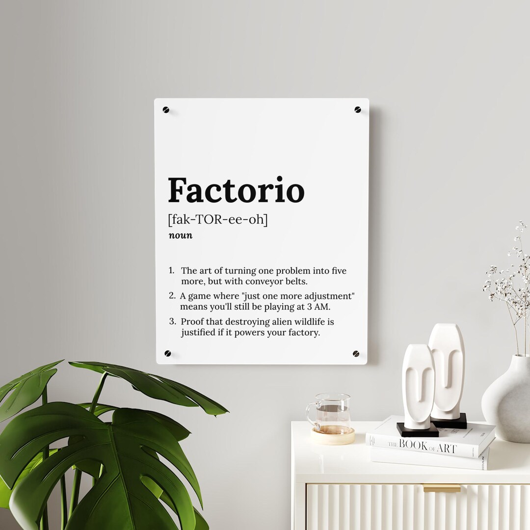 Factorio Fan Modern Acrylic Wall Art Panel, Home Decor, Factory-themed ...
