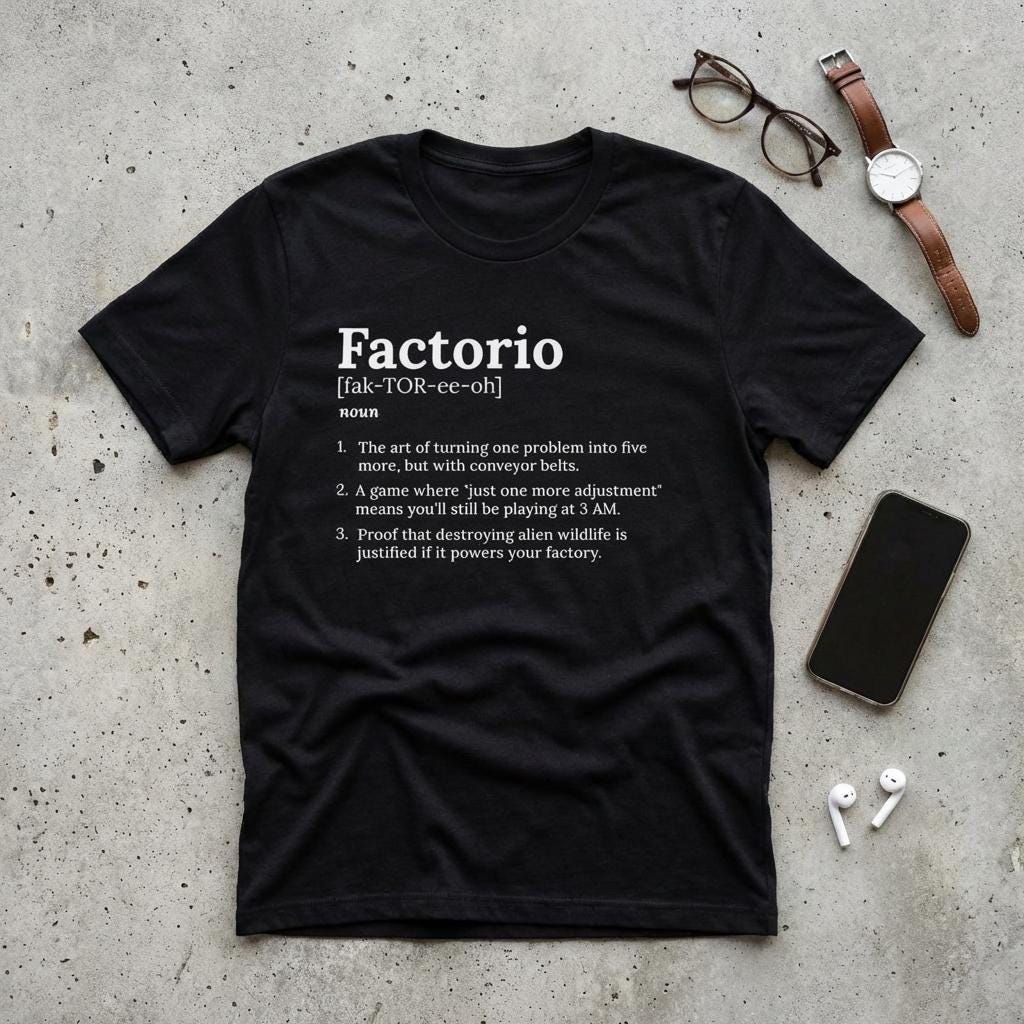 Factorio Game Definition Tee, Gamer T-shirt, Gaming Shirt, Video Game ...