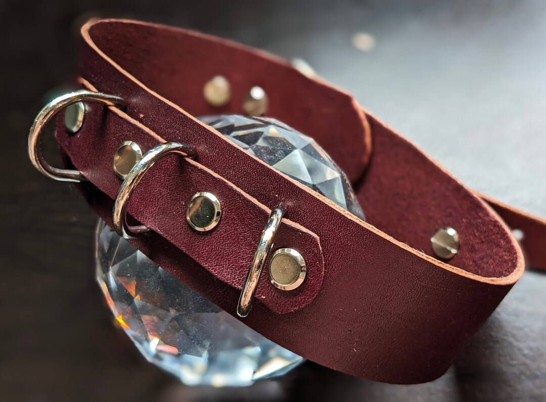 Triple D Ring Oxblood Red Leather Collar - Etsy