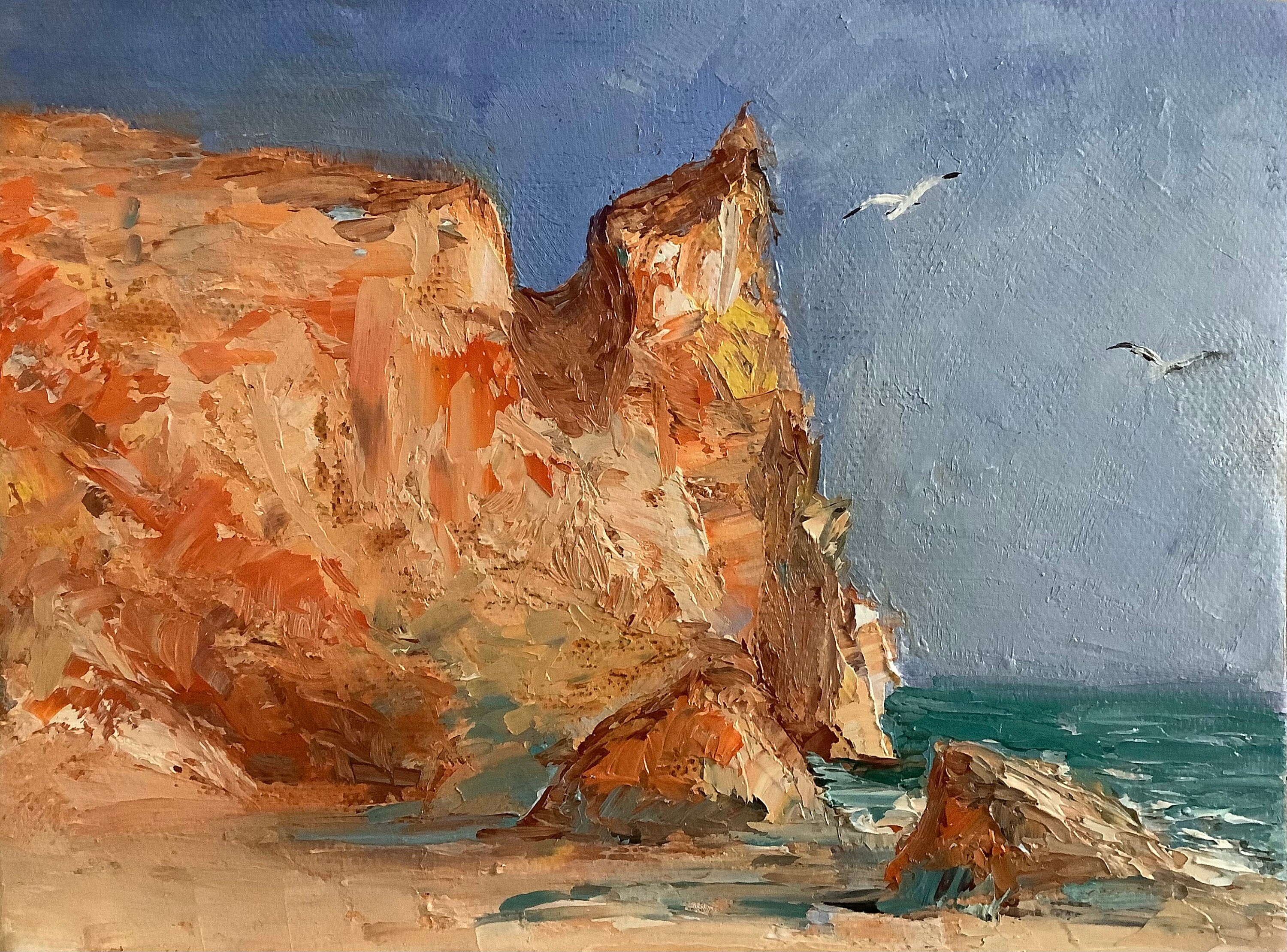 Sea Cliff Original Oil Painting Seascape Wall Art | Etsy