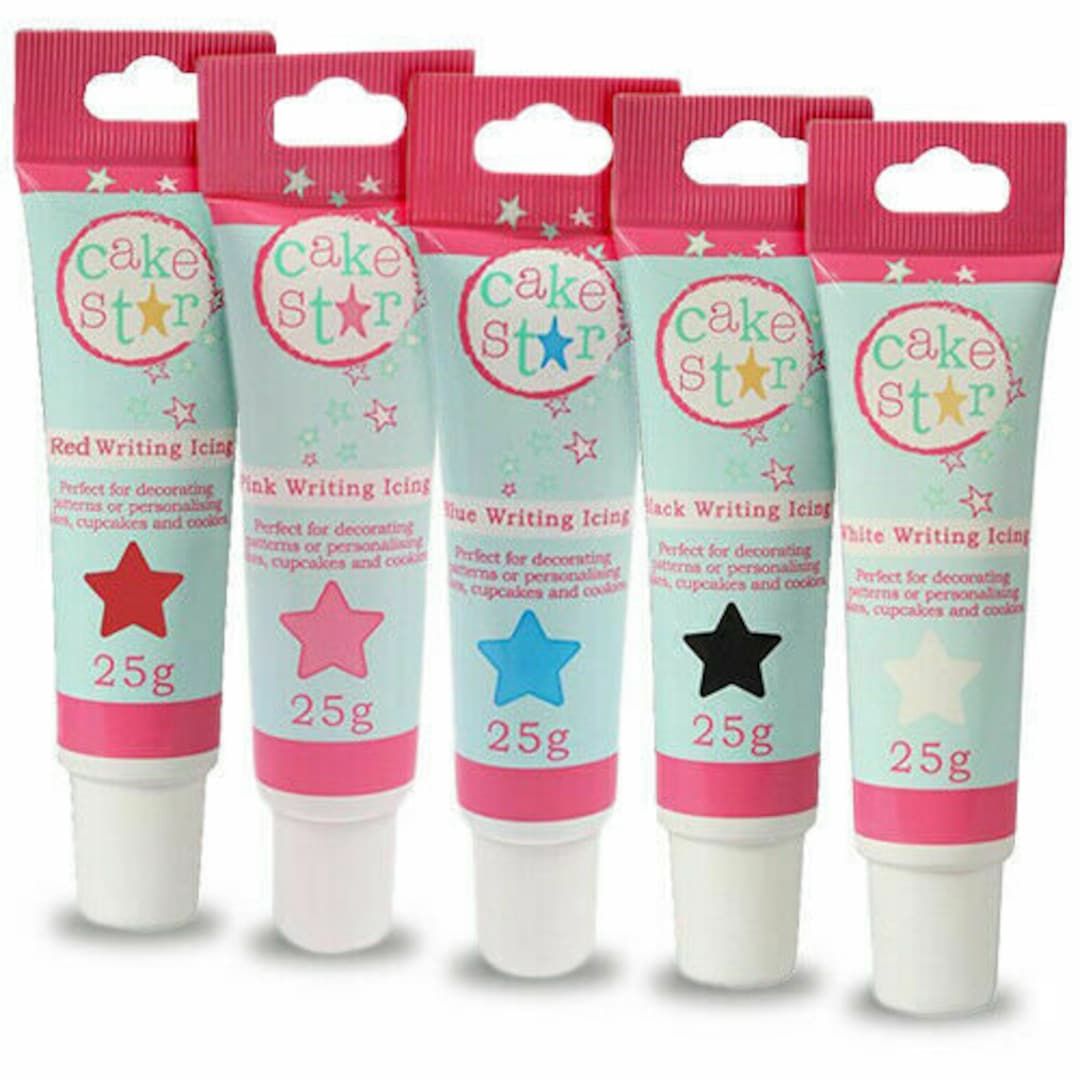 Writing Icing Tube CAKE STAR Ready to Use Piping White Black Pink Blue ...