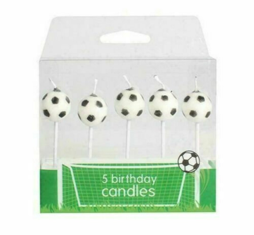 Football Footy Candles Birthday Cake Decoration Pack of 5 Pick Topper ...