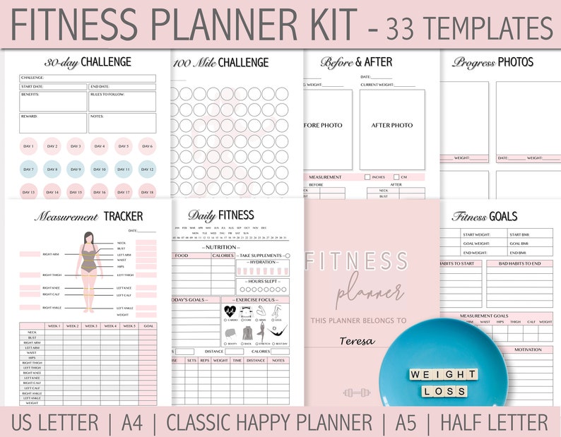 Fitness Planner Bundle, Weight Loss Tracker (PDF) - Etsy