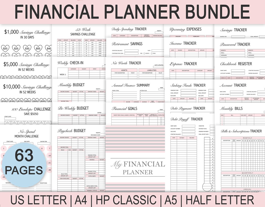 Financial Planner Bundle, Budget, Debt, Income Tracker (PDF) - Etsy