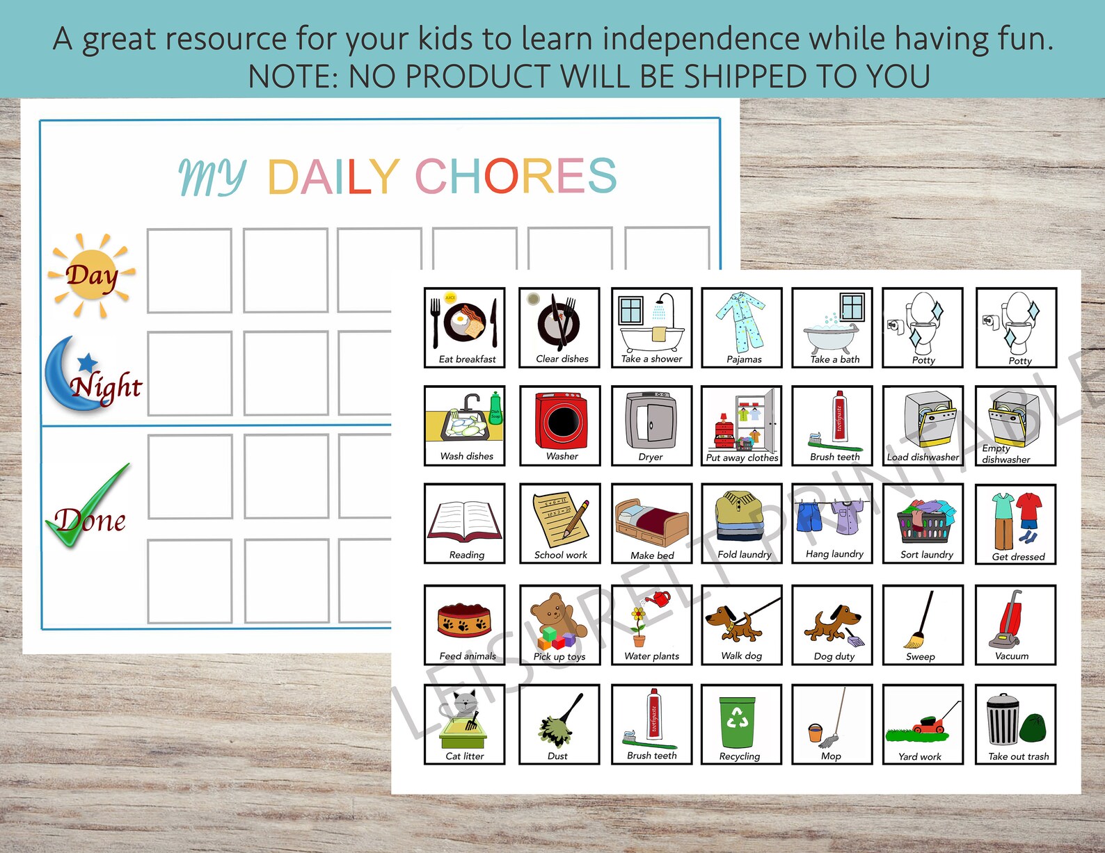 Responsibility Chore Chart for Kids Printable to Do List | Etsy