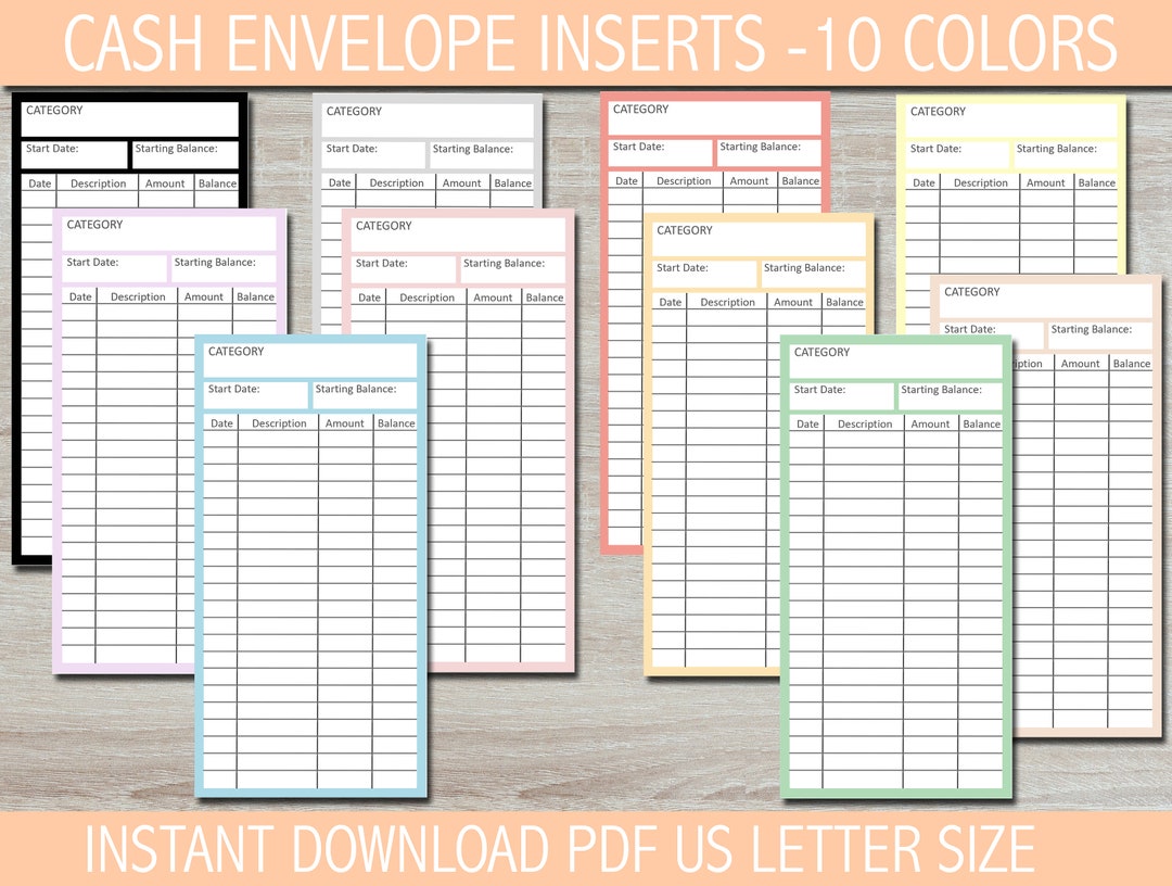 Cash Envelope Inserts, Cash Envelope Tracker, Spending Tracker, Money ...