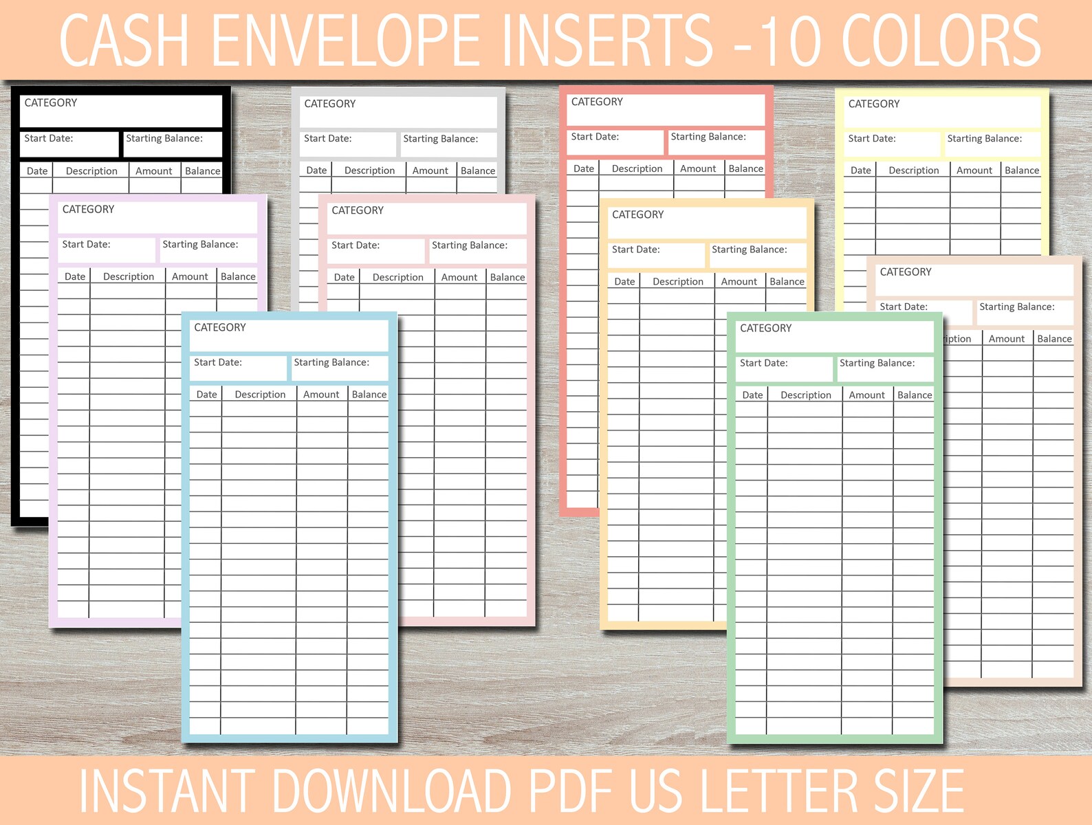 Cash Envelope Inserts Cash Envelope Tracker Spending | Etsy