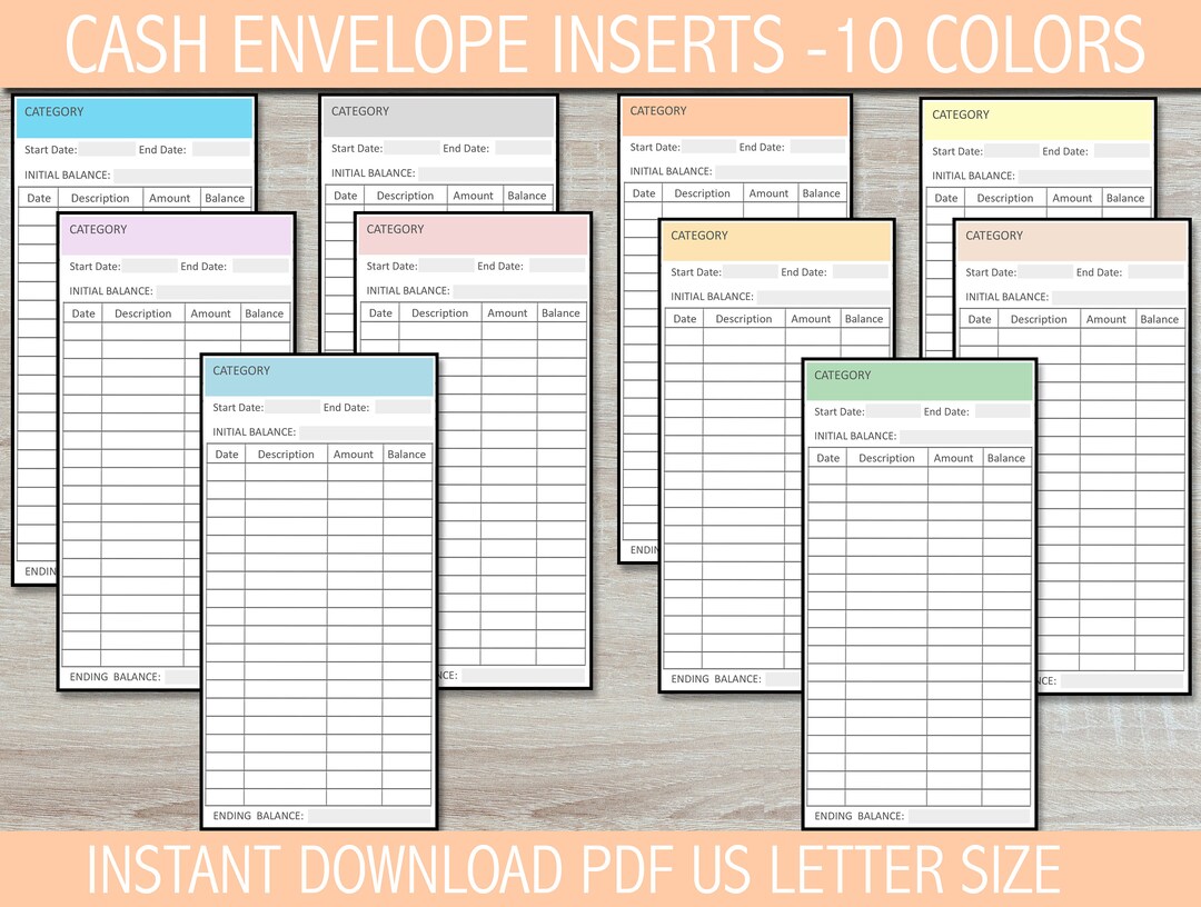 Cash Envelope Inserts, Cash Envelope Tracker, Spending Tracker, Money ...