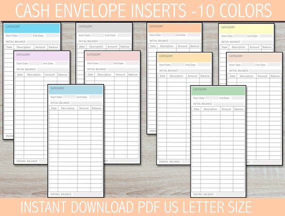 Cash Envelope Inserts Cash Envelope Tracker Spending - Etsy