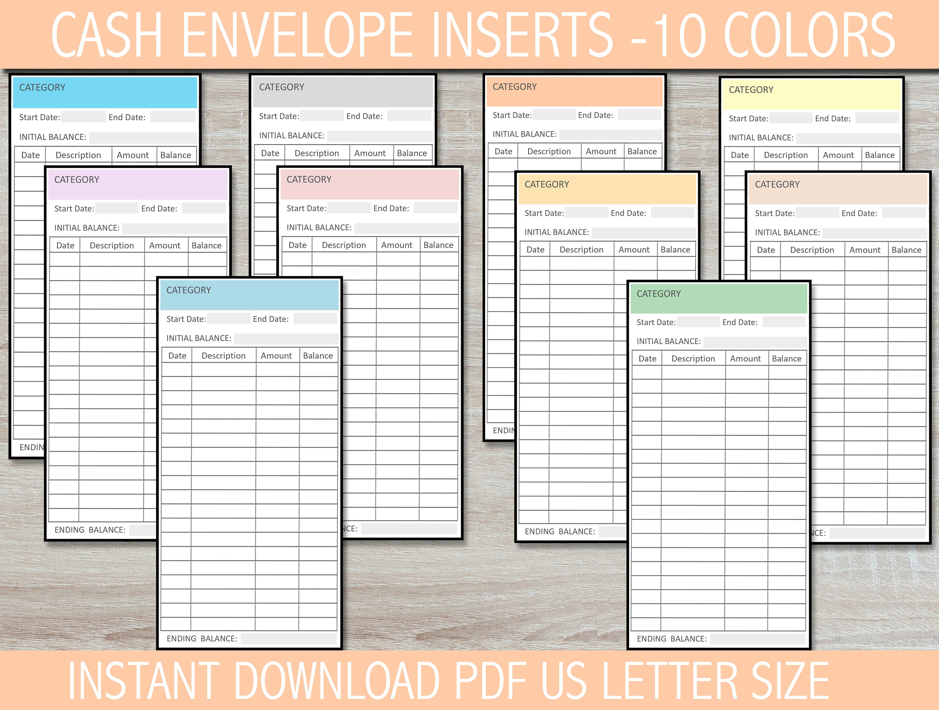 Cash Envelope Inserts Cash Envelope Tracker Spending - Etsy