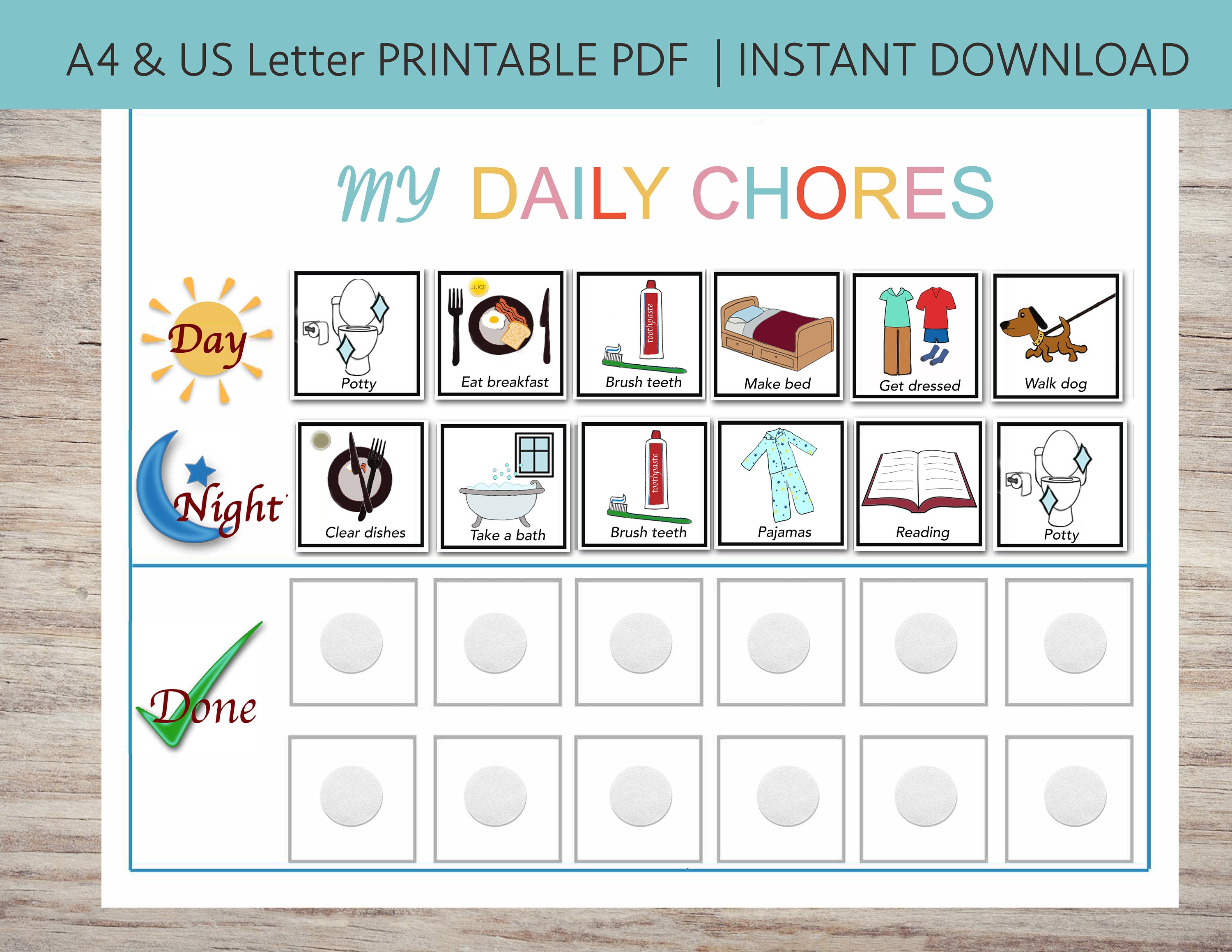 Responsibility Chore Chart for Kids Printable to Do List | Etsy