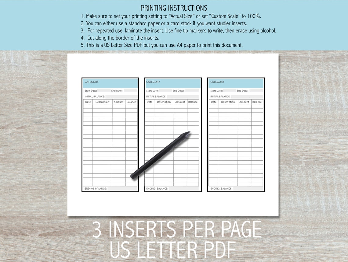 Cash Envelope Inserts Cash Envelope Tracker Spending - Etsy