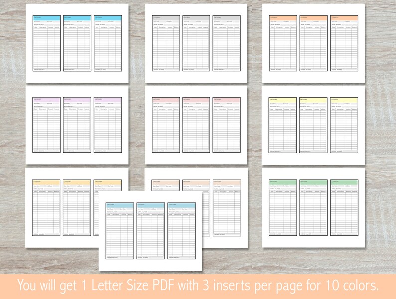 Cash Envelope Inserts Cash Envelope Tracker Spending - Etsy