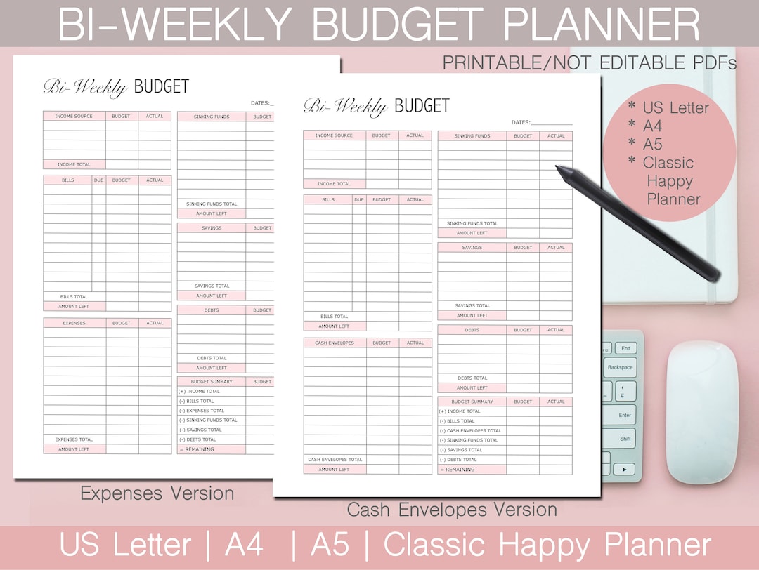 Bi-weekly Budget Planner, Printable, PDF, Budget by Bi-weekly, US ...