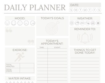 Daily Planner Printable, Instant Download, Productivity Planner, Daily ...