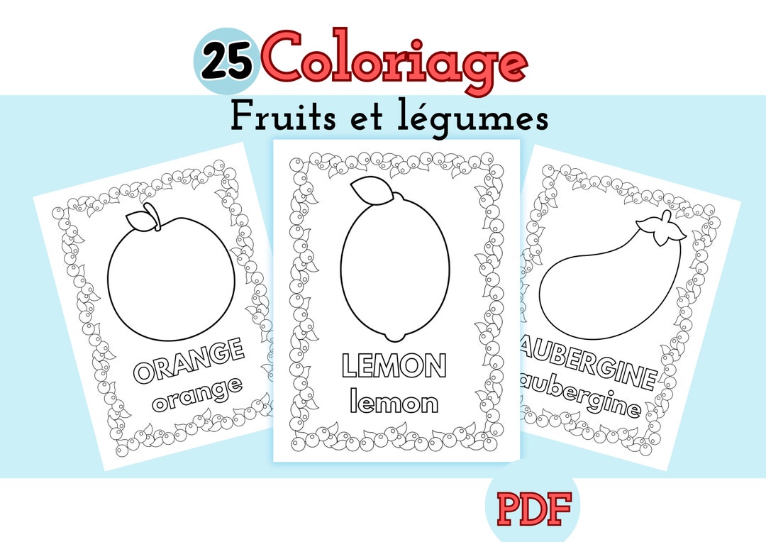 Coloriage des fruits et légumes, Coloriage pour enfant, Fiches ...