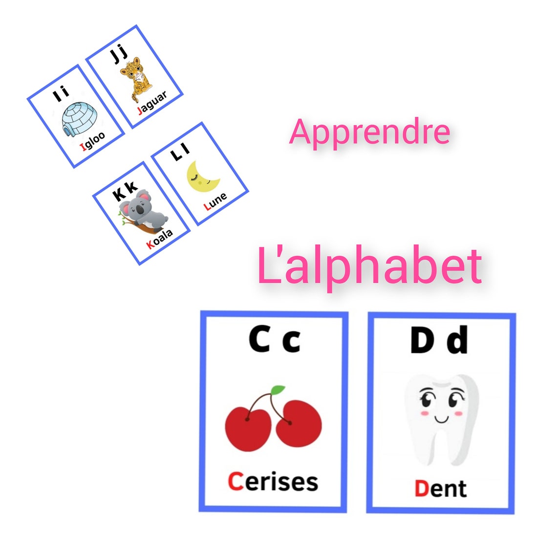 Cartes Alphabet Cartes Mémoire Alphabet Les Lettres | Etsy