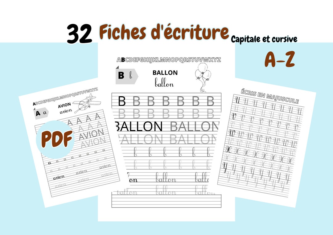 32 Capital and Cursive Writing Sheets, Writing Notebook, Exercise ...