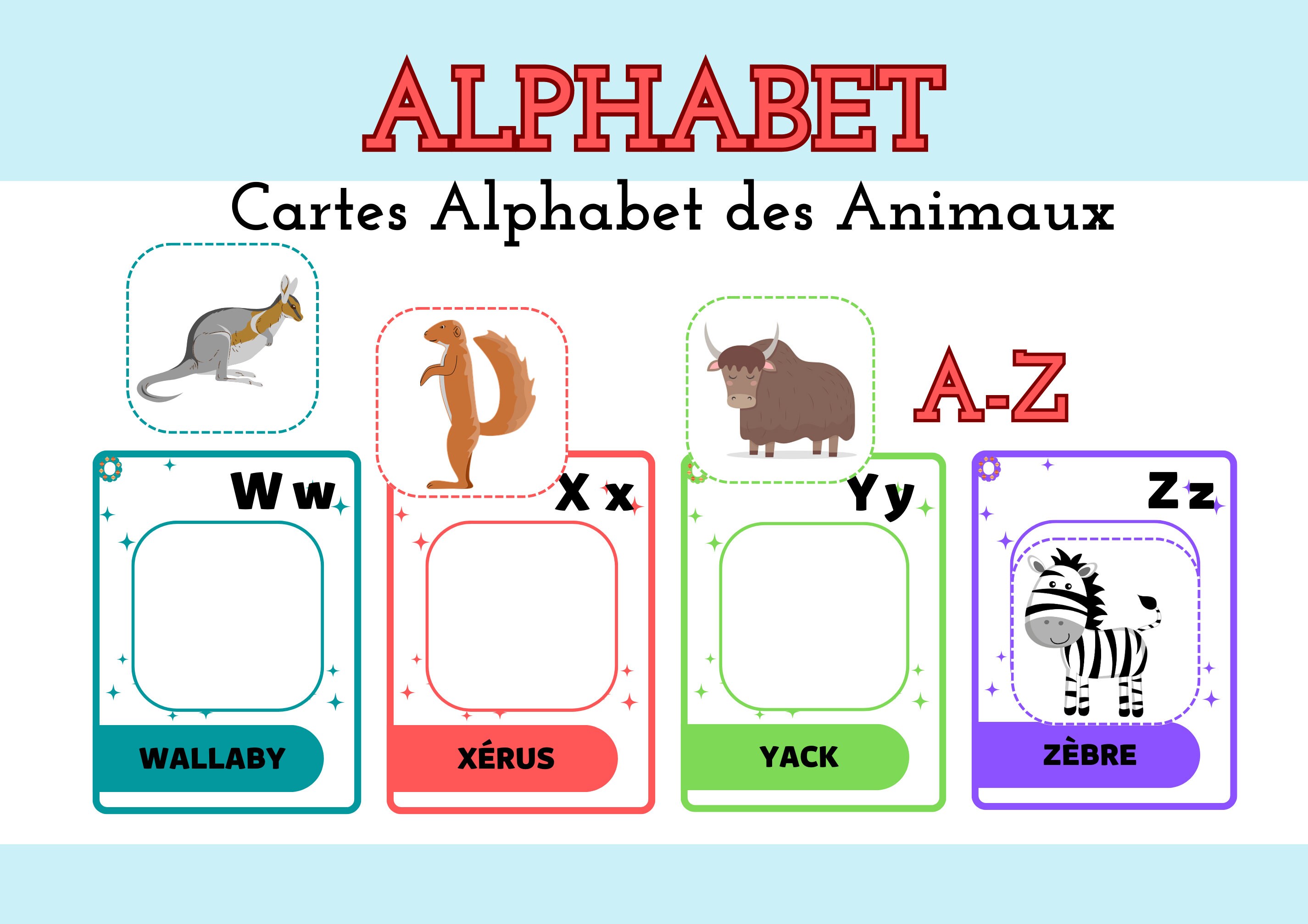 Animal Alphabet Cards, Animal ABC, ABC Cards, Alphabet Flashcards ...