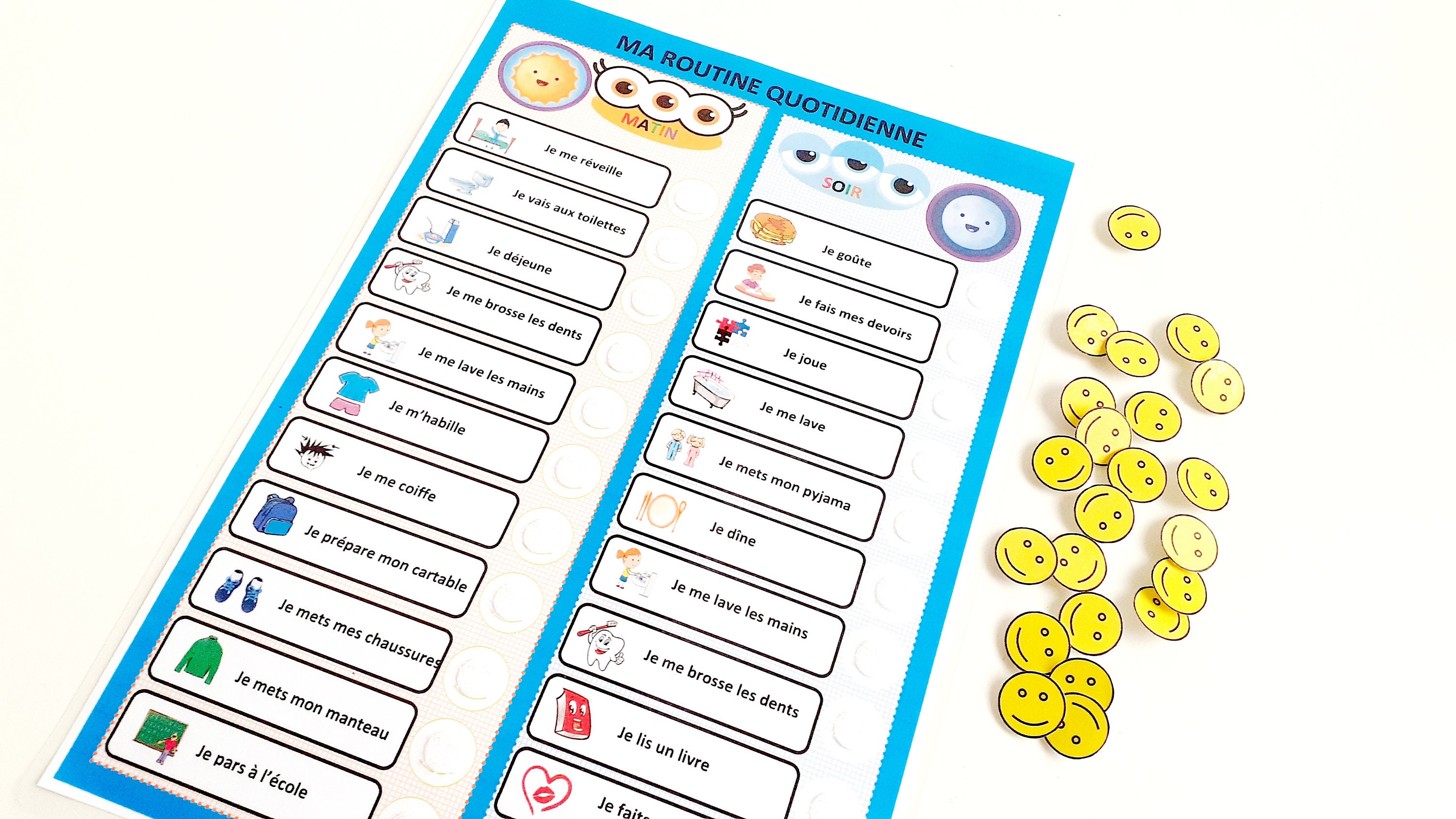 Ma routine quotidienne, Journée type, Calendrier pour enfant, Tableaux ...