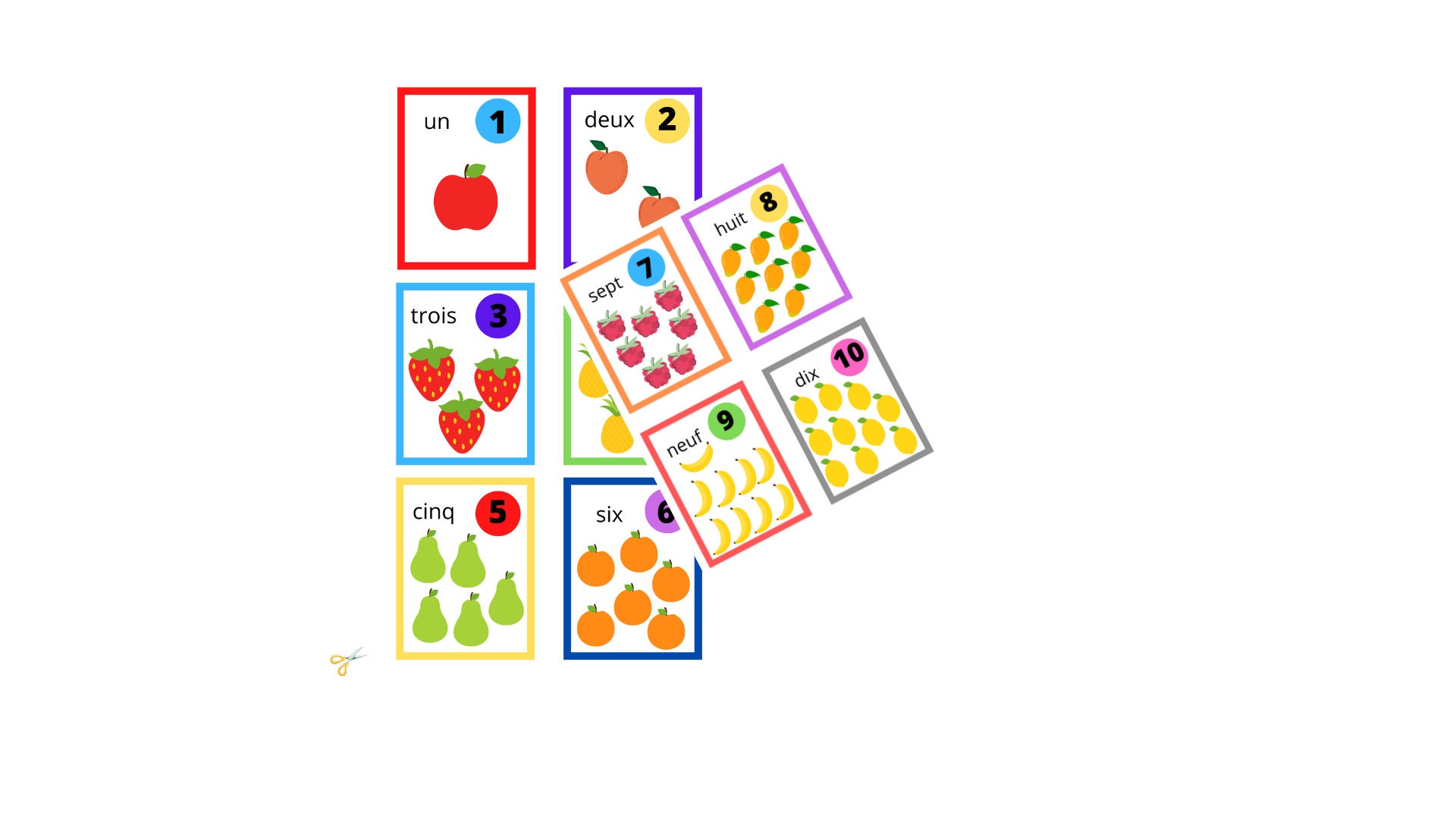 10 Mini Fruit Counting Cards, Learn to Count, Pocket Cards - Etsy