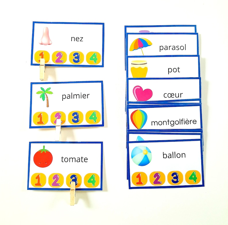 Jeu Des Syllabes Apprendre à Lire Jeu à Pinces Apprendre Le - Etsy