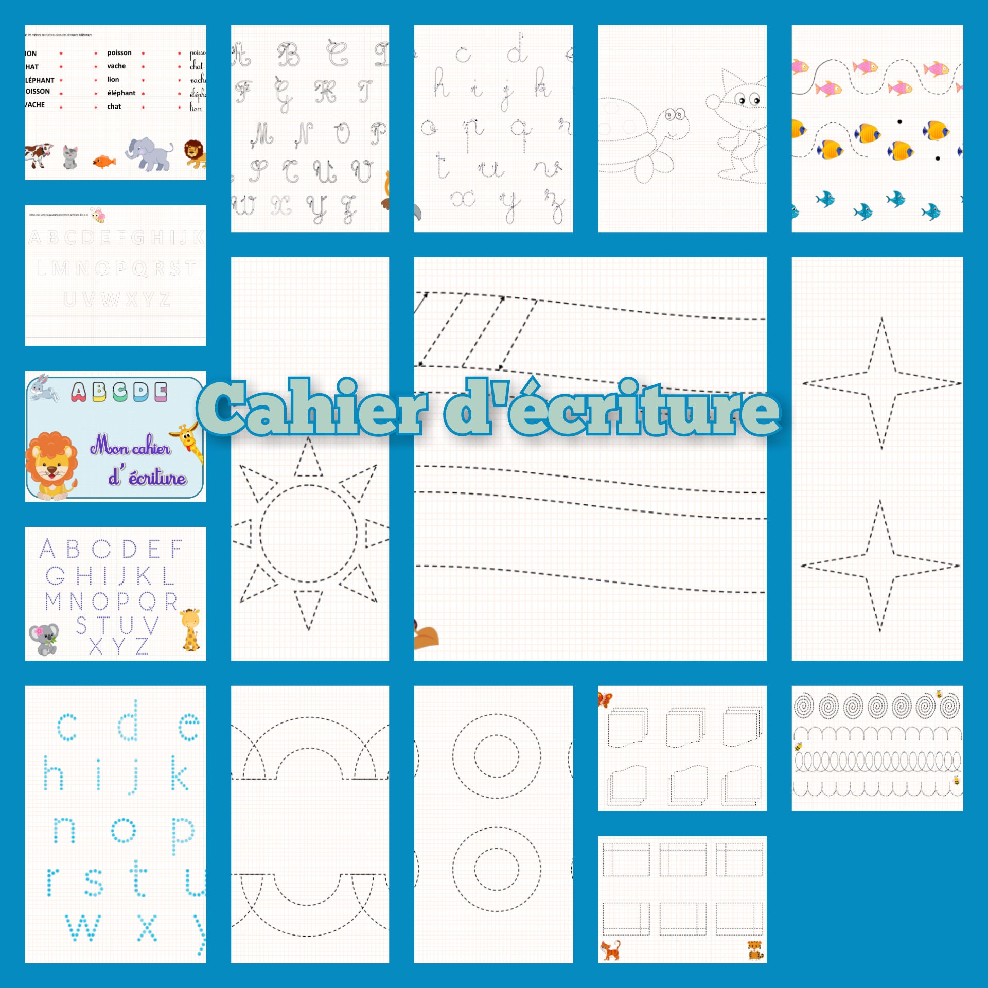 Cahier d'écriture, alphabet , exercices d'écriture, livre d'écriture ...