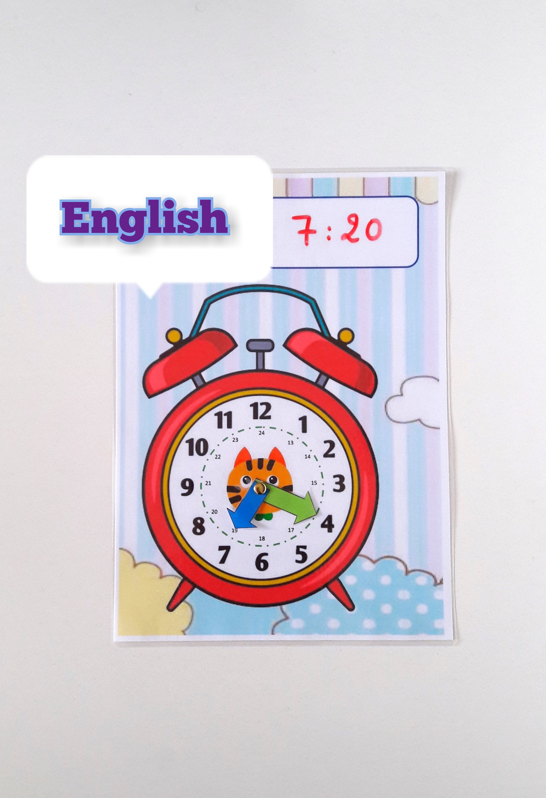 Printable Time Learning Clock, Learn to Tell Time, Telling Time ...