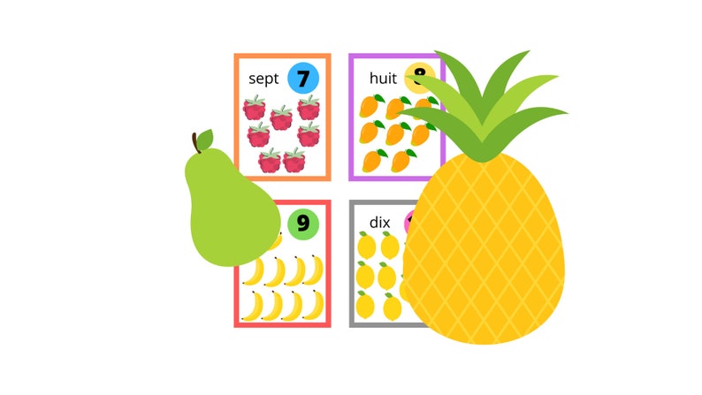 10 Mini Fruit Counting Cards, Learn to Count, Pocket Cards - Etsy
