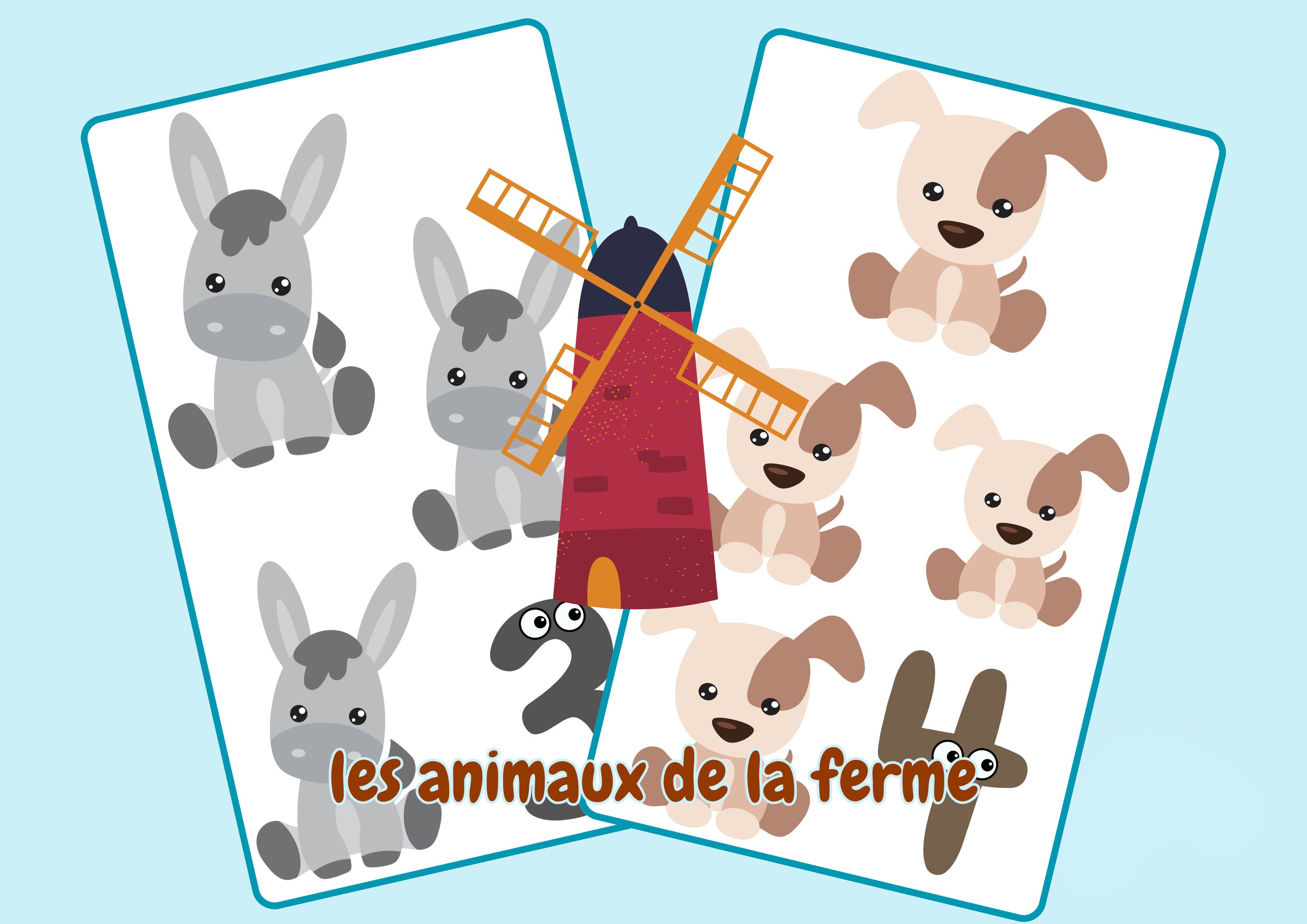 10 Cartes nombres des animaux de la ferme, Apprendre à dénombrer, Jeux ...