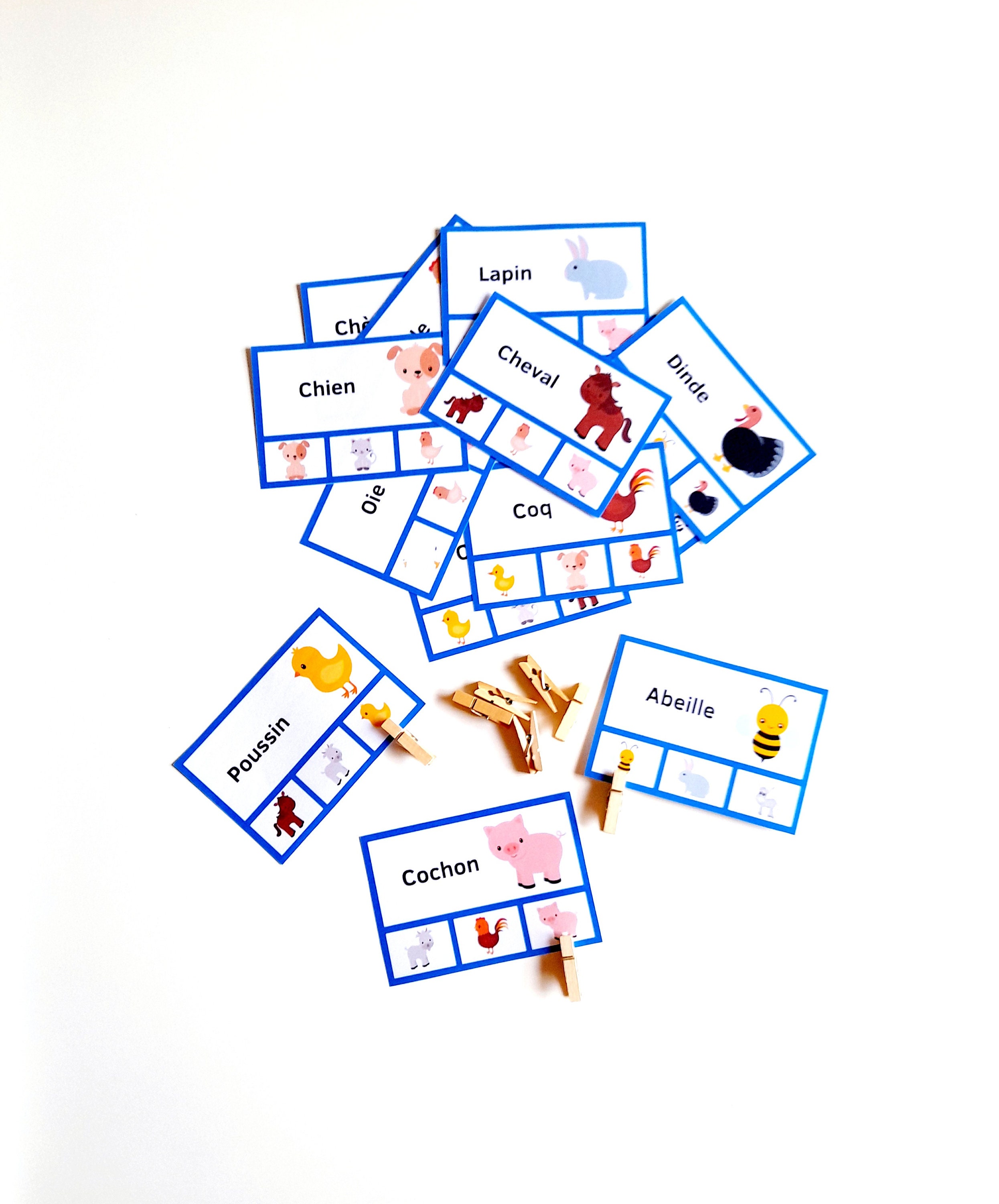 Cartes des Animaux de la ferme, Jeu d'Association Animaux, Jeu ...