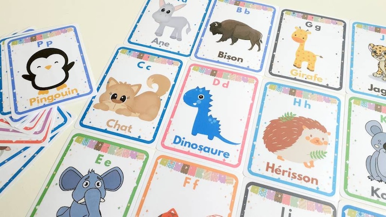 Alphabet Cards, Animal Abcs, ABC Cards, Alphabet Memory Cards, Letter ...