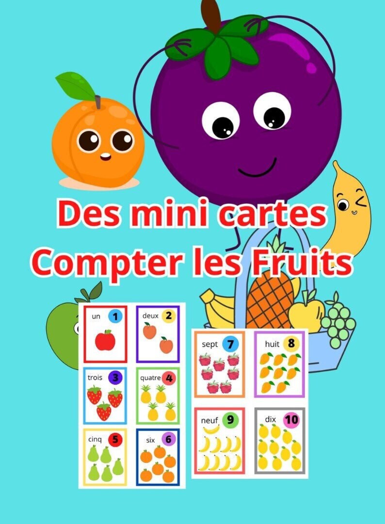 10 Mini Cartes à Compter Les Fruits Apprendre à Dénombrer - Etsy Australia