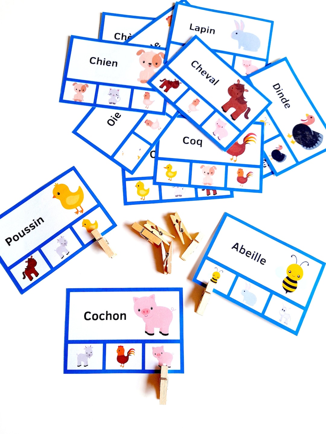 Cartes des Animaux de la ferme, Jeu d'Association Animaux, Jeu ...