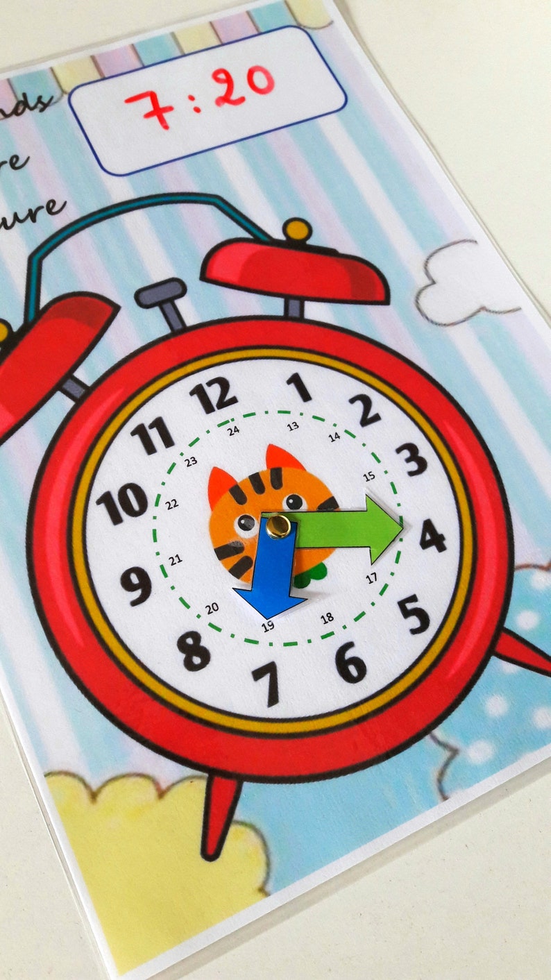 Printable Time Learning Clock, Learn to Tell Time, Telling Time ...