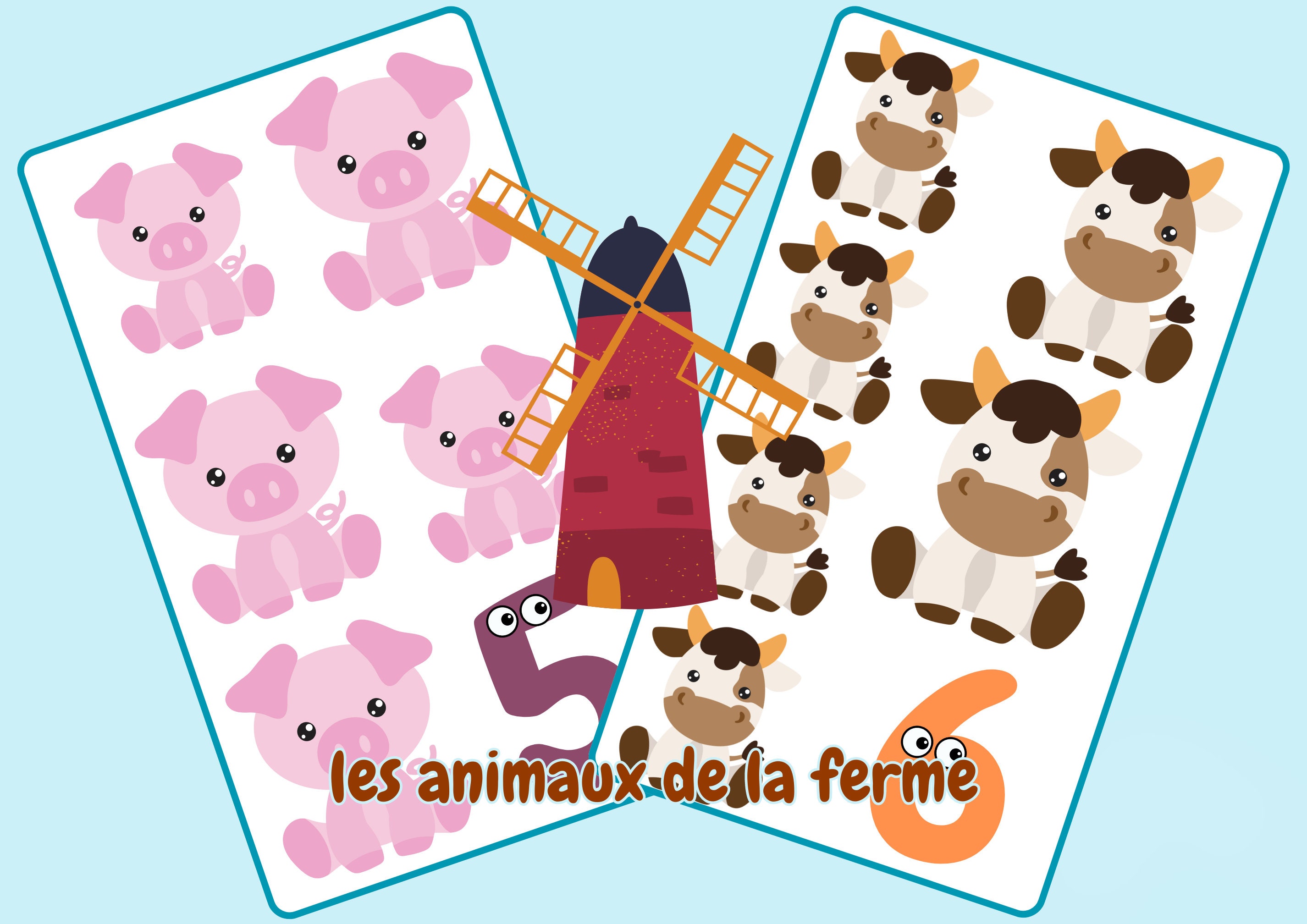 10 Cartes nombres des animaux de la ferme, Apprendre à dénombrer, Jeux ...