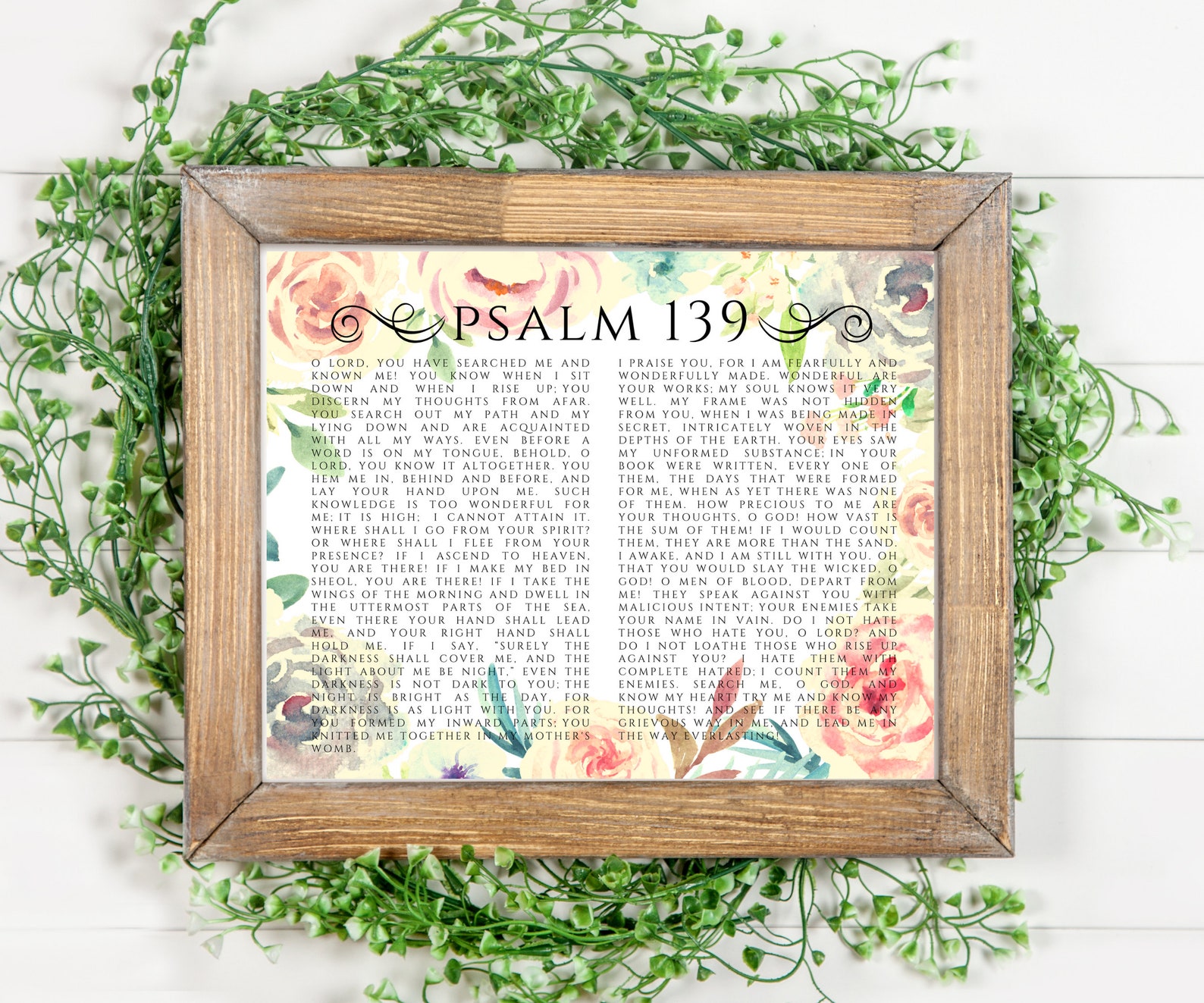 Psalm 139 Wall Art Flower Bible Verse Fearfully and - Etsy
