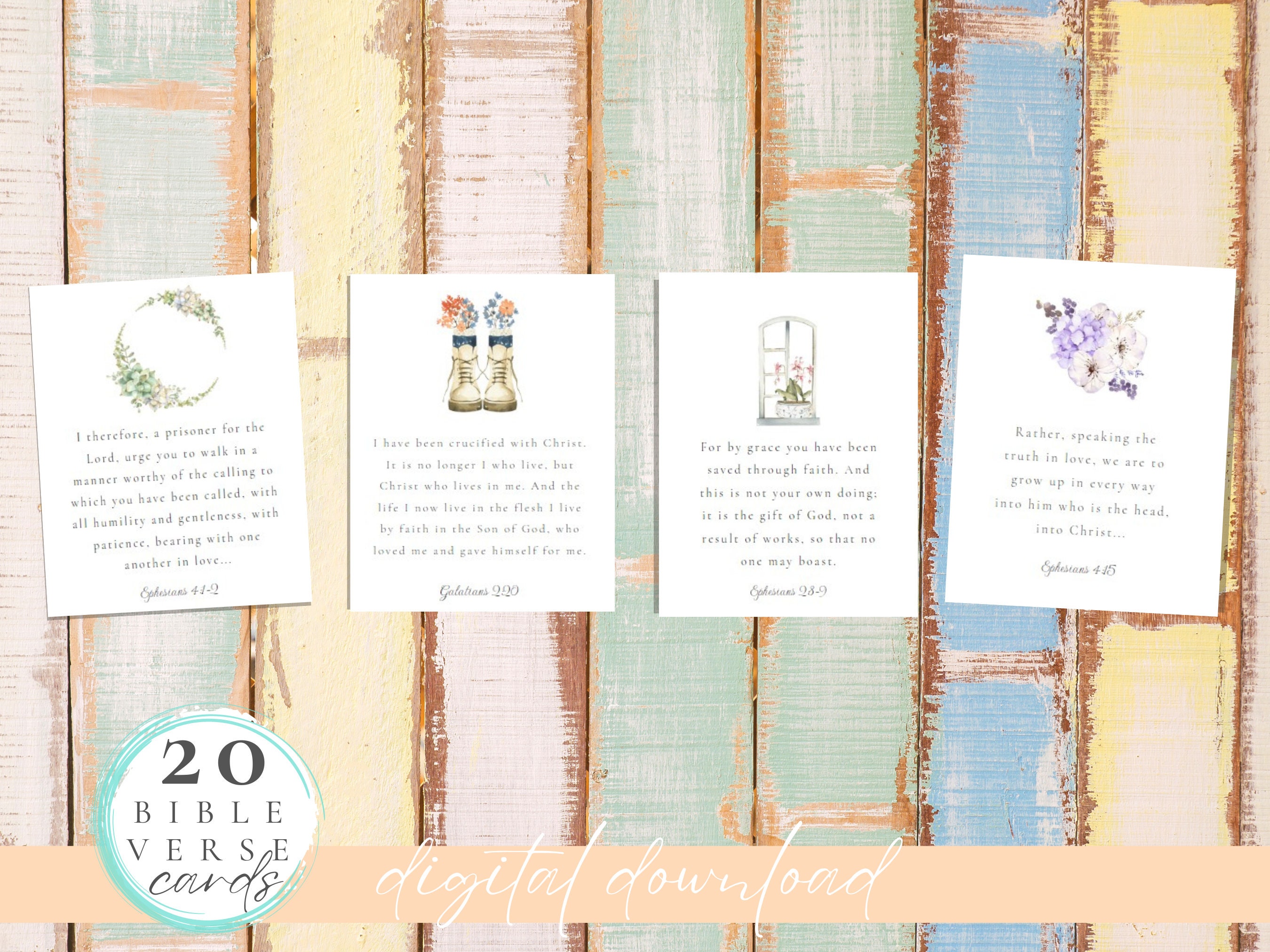 Grace & Growth Printable Scripture Cards Spring Themed Bible Verse ...