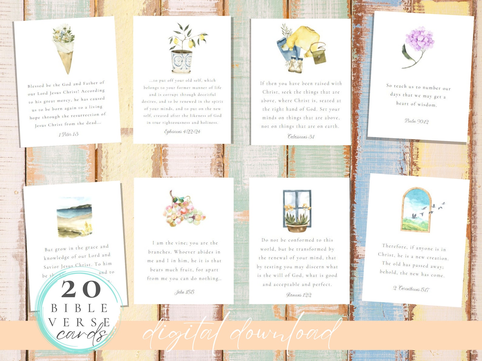 Grace & Growth Printable Scripture Cards Spring Themed Bible Verse ...