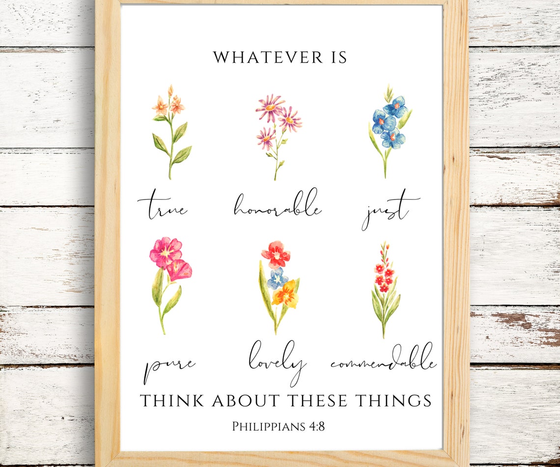 Whatever is True Philippians 4:8 Bible Verse Wall Art - Etsy