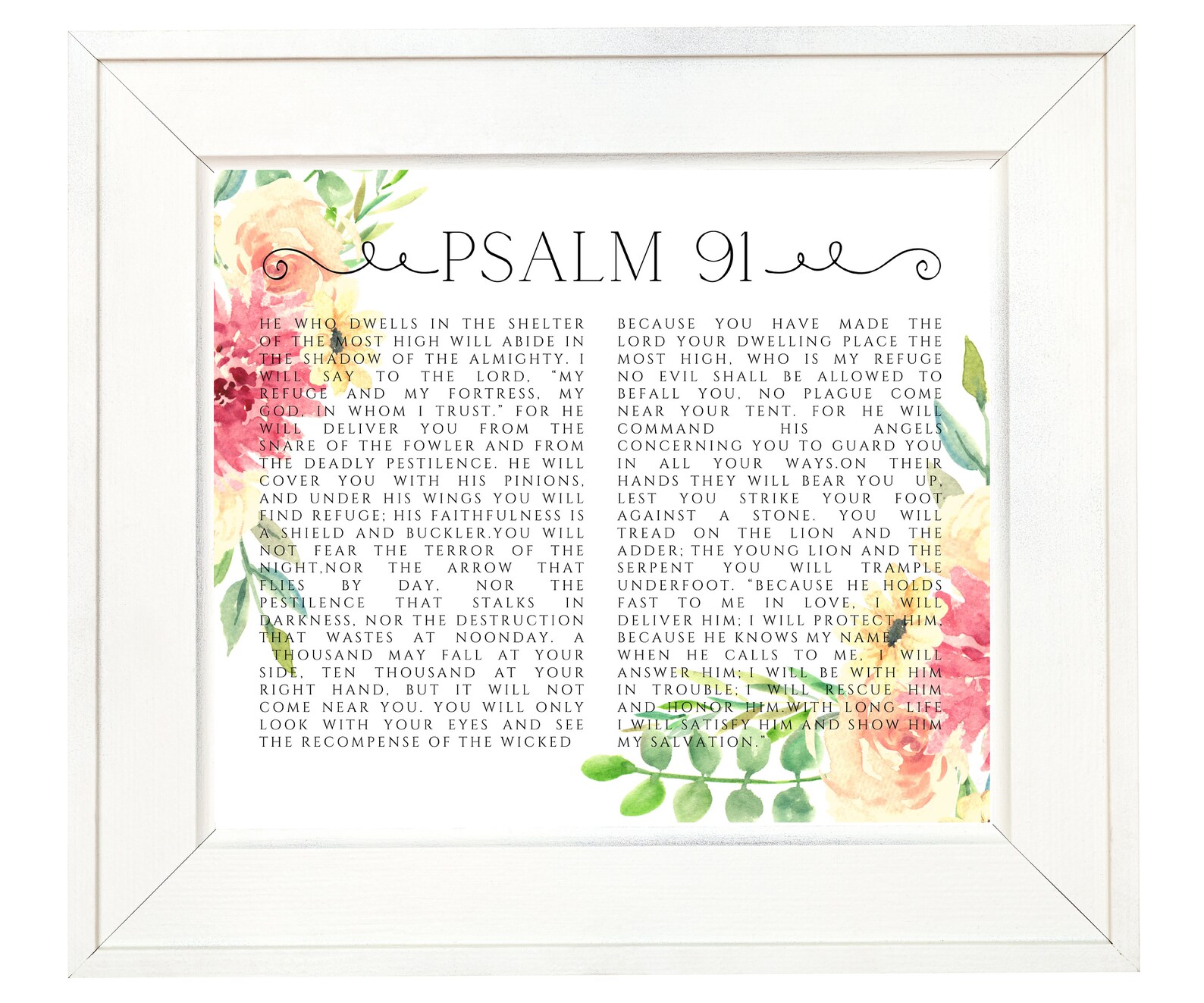 Psalm 91 Print Psalms Wall Art he Will Cover You With His Feathers ...